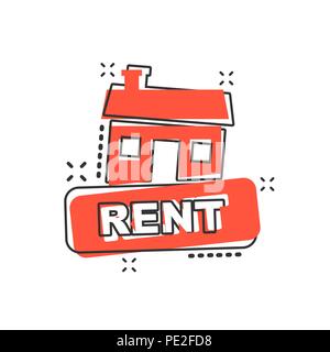 Cartoon rent house icon in comic style. Home illustration pictogram ...