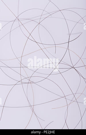 Abstract hair background. Dark hair strands isolated on white ...