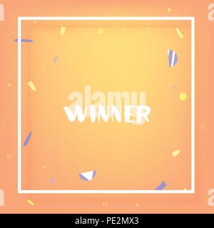 Winner square card. Handwritten lettering with decoration. Template for ...