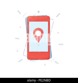 Composition with map and pointer. Banner with location mark. Vector illustration Stock Vector ...