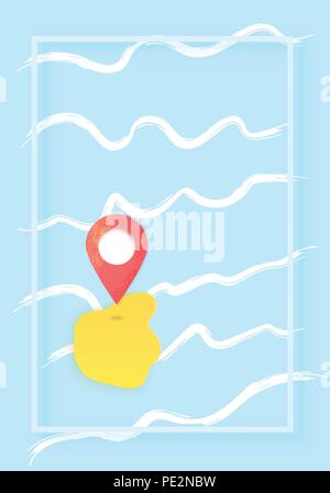 Composition with map and pointer. Banner with location mark. Vector illustration Stock Vector ...