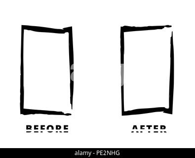 Before and After frames isolated on white background. Comparison banner ...
