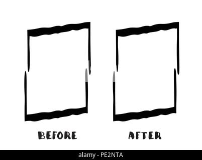 Before and After frames isolated on white background. Comparison banner ...