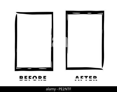 Before and After frames isolated on white background. Comparison banner ...