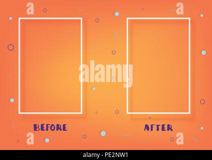Before and After pink screen. Comparison banner with empty space ...