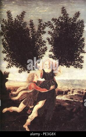 'Apollo and Daphne' by Antonio del Pollaiolo is a Renaissance painting that portrays the ...