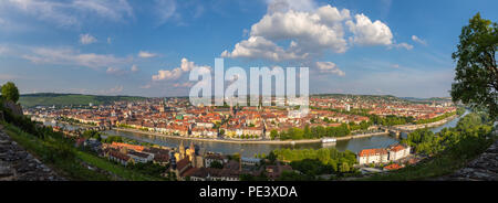 Aerial view of Wuerzburg cityscape from the view platform of Marienberg ...