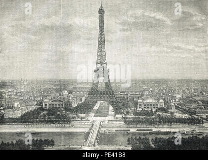Eiffel Tower, Paris World's Fair, 1889 engraving Stock Photo - Alamy