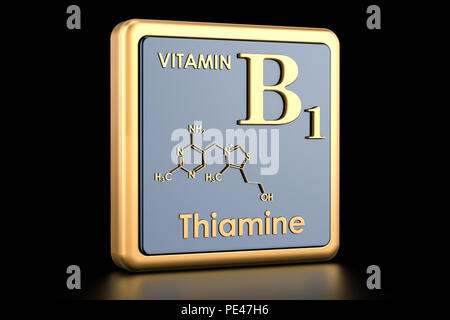 Vitamin B1, thiamine. Icon, chemical formula, molecular structure on ...