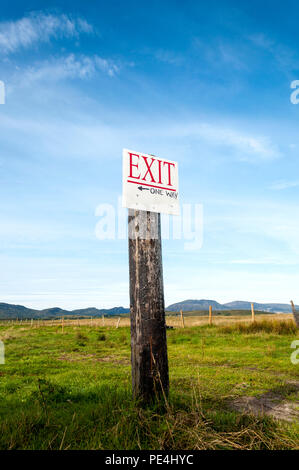 Exit one way sign signage Stock Photo - Alamy