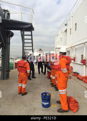 U.S. Coast Guardsmen working aboard the USCGC Maria Bray (WLIC-75302 ...