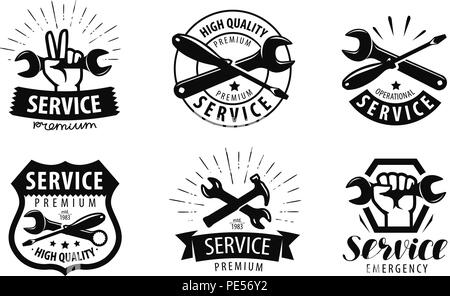 service, repair set of labels or logos. maintenance work icon. vector ...