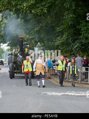 A traction engine heading for a Steam Rally in June 2009 crosses a ...