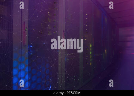 panel modern communication equipment with light from the display at ...