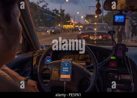 Wang Jiandong, a taxi driver using Didi app in Beijing, China. 08-Aug ...