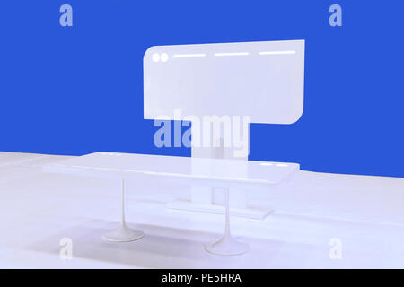 the mackup of modern table and monitor with LED light look like from ...