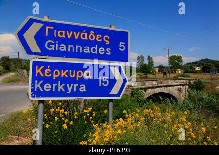 Traffic sign, Corfu, Greece, Europe Stock Photo - Alamy