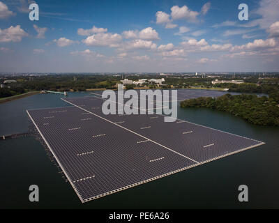 Aerial view of the largest 13.7MZ Floating Solar Power Plant in Japan ...