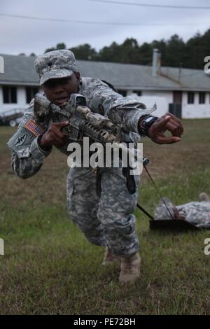 U.S. Army Spc. Shaquille Stokes, assigned to the 55th Signal Company (Combat Camera), practices ...