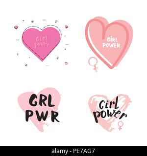 Set of Girl Power compositions. Vector illustration Stock Vector Image ...