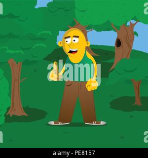Yellow man pointing at the viewer with his hand. Vector cartoon ...