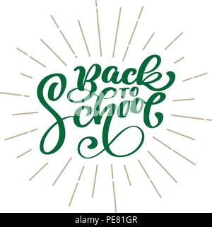 Back to school collection of supplies with handwritten calligraphy with ...