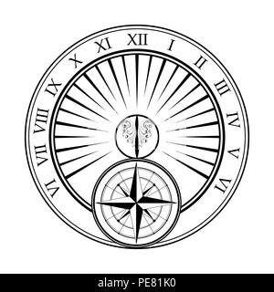 Sundial icon. Outline sundial vector icon for web design isolated on ...