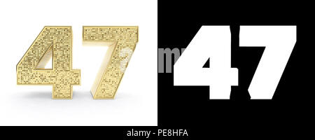 3d illustration, 47 anniversary. golden numbers on a festive background ...
