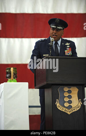 Maj. Gen. Richard Clark, 8th Air Force commander, introduces Col. Ty ...