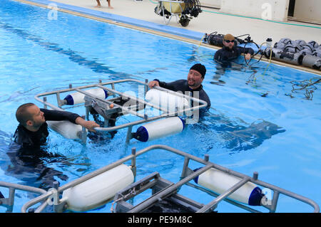 U.S. Marine Corps Instructors of Water Survival (MCWIS), with water ...