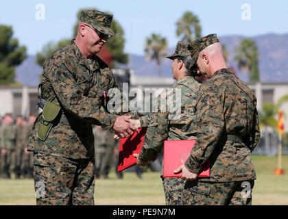 Col. Roberta L. Shea and Sgt. Maj. David A. Wilson lead I Marine ...