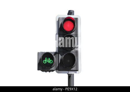 A cycle priority traffic signal. The green light gives cyclists a ...
