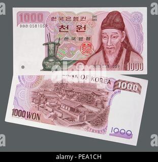 1000 Won bill paper money from South Korea Stock Photo - Alamy