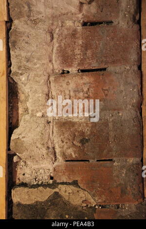 facade wall cross section of brick blocks window structure roof and ...