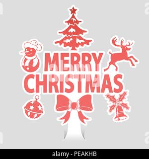 Christmas deer. Sticker for the New Year. Vector illustration Stock ...