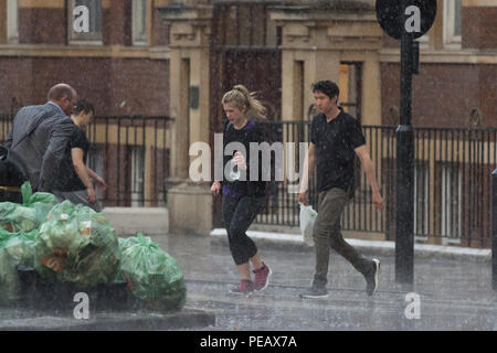 Torrential rainstorm in London catches commuters and tourists by ...