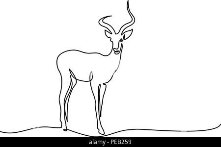 Continuous one line drawing. Impala walking symbol. Logo of the Impala ...