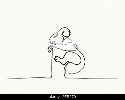 Continuous one line drawing. Koala bear symbol. Logo of the koala ...