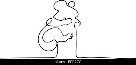 Continuous one line drawing. Koala bear symbol. Logo of the koala ...