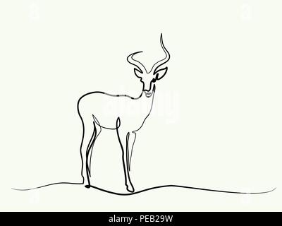 Continuous one line drawing. Impala walking symbol. Logo of the Impala ...