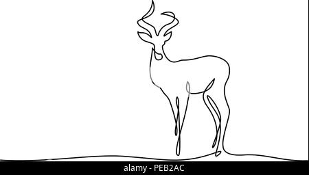 Continuous one line drawing. Impala walking symbol. Logo of the Impala ...