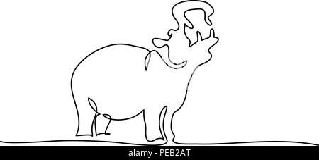 Continuous one line drawing. Hippo silhouette symbol. Logo of the Hippo ...