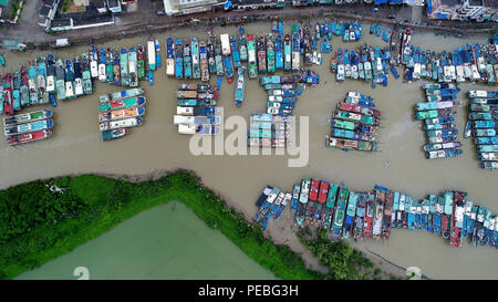 Jiangmen. 14th Aug, 2018. Photo taken on Aug. 14, 2018 shows vessels ...