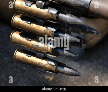 20 mm cannon shells in spring clip belt feed for aircraft cannon Stock ...