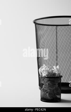 Black and white shot of trash bins in a forest Stock Photo - Alamy