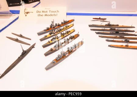 Models of military destroyers are on display at International Modeling ...