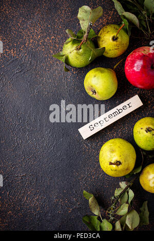Autumn September background with pears Stock Photo - Alamy