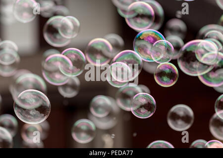 Soap bubbles, abstract background. dark background indoors Stock Photo ...