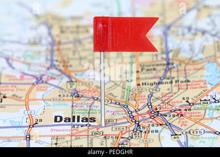 Dallas Texas pin on map Stock Photo - Alamy