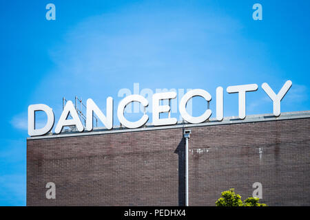 Sign on top of the Dance City building on St James Boulevard, Newcastle ...